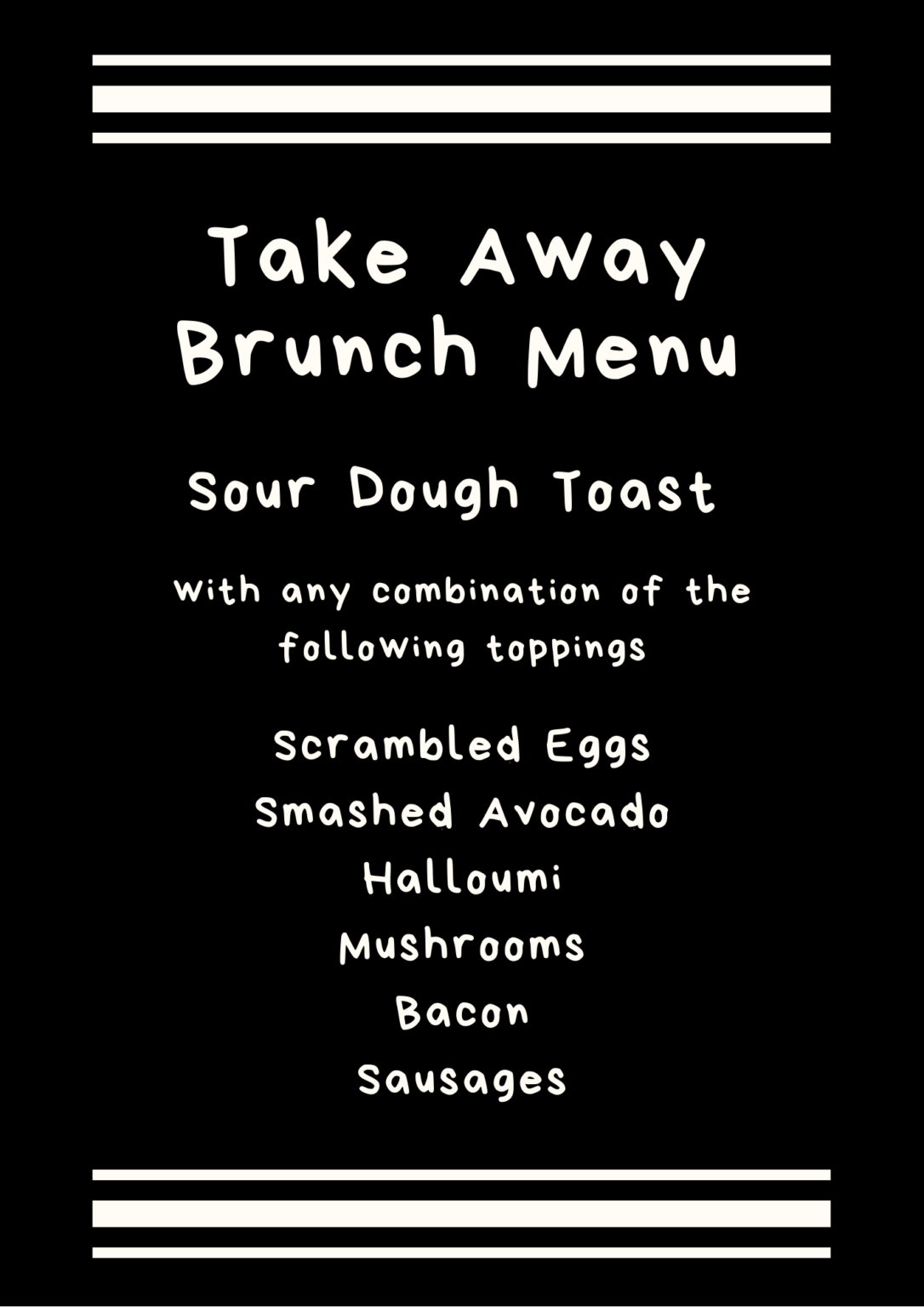 Sample Brunch Take Away Menu - MKG Foods