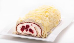 Raspberry & White Chocolate Roulade (whole) - MKG Foods